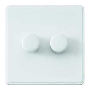 MK Dimensions 1 Gang Double 2 Way Dimmer White Synthetic Finish Frontplate