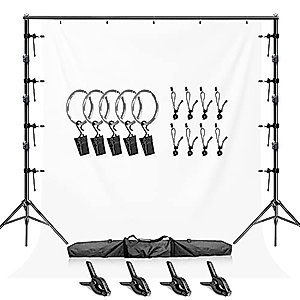 LimoStudio 10 x 9.6 feet Large and Heavy Duty Backdrop Stand with Elastic String Clip, Crossbar Ring Clip, Spring Clamp, Background Support System Kit for Photography, Events, AGG3002