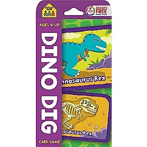 School Zone - Dino Dig Card Game - Ages 4+, Preschool to Kindergarten, Dinosaurs, Dinosaur Names, Counting, Matching, Vocabulary, and More (School Zone Game Card Series)