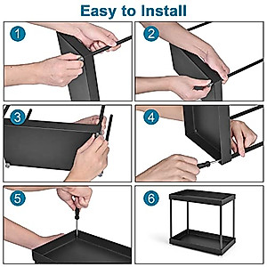 2 Tier Bathroom Countertop Organizer, Counter Standing Rack Cosmetic Vanity Tray Kitchen Spice Rack Countertop Storage Shelf, Black