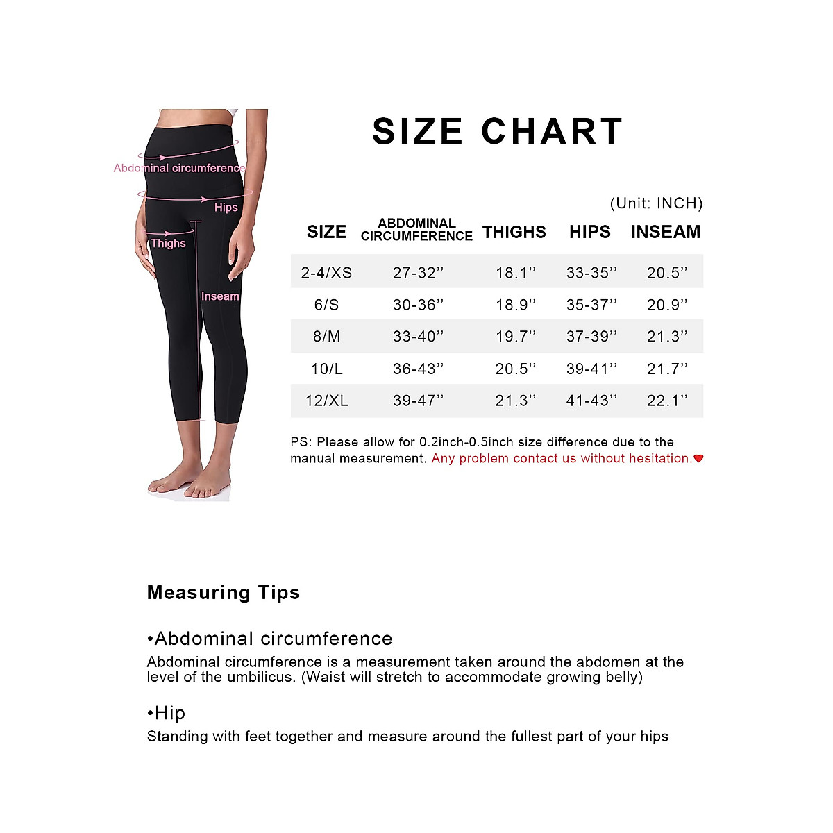 POSHDIVAH Women's Maternity Capri Leggings Over The Belly Pregnancy Workout Active Stretchy Pants with Pockets 2Pcs Black Small