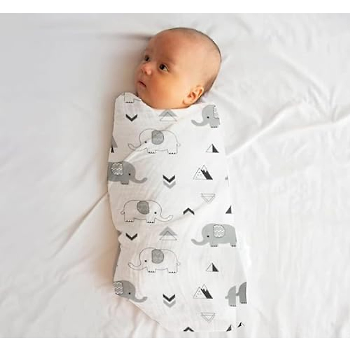 100% Muslin Swaddle Blankets,Baby Swaddling Blankets for New Born, Baby Receiving Blankets Unisex, Soft, Warm and Cosy Baby Blankets Pack of 4, Size 47 x 47 inches,Gift for New Mom Animal Cloud