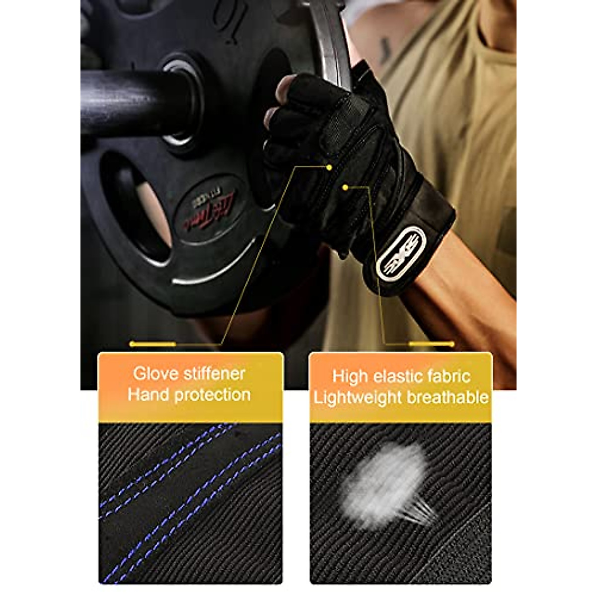 SUJAYU Workout Gloves, Gym Gloves for Men, Wrist Wraps Lifting Wrist Wraps Gloves for Working Out, Hand Out Gloves Fitness Gloves Full Palm Protection (Black, M)