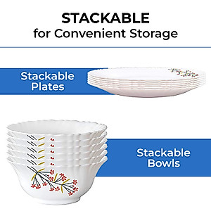 Borosil Gourmet Dinnerware Set For 6, 19 Pieces, White Dinner Plates and Bowls Sets, Chip Resistant Tempered Opal Glass, Stain Resistant, Dishwasher & Microwave Safe Dinner Set For Gifting, Serves 6