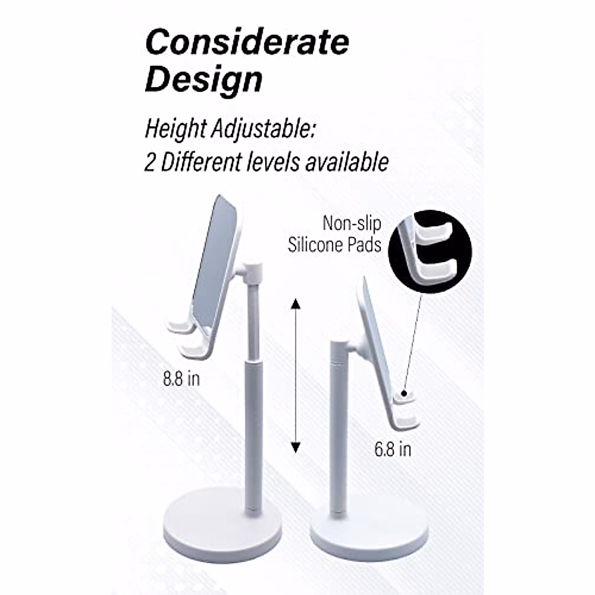 KN FLAX Cell Phone Stand with Mirror Mobile Phone and iPad Holder for Desk with Adjustable View Angle & Height, Handsfree Smart Phone Cradle, Dock for Office Kitchen Traveling Accessories - Pink