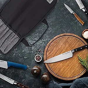 Messermeister Preservation 5-Pocket Knife Luggage, Black - 5 Elasticized, Reinforced Pockets for Culinary Tools - Holds Up to 18” Knife - Made From 100% Recycled Water Bottles