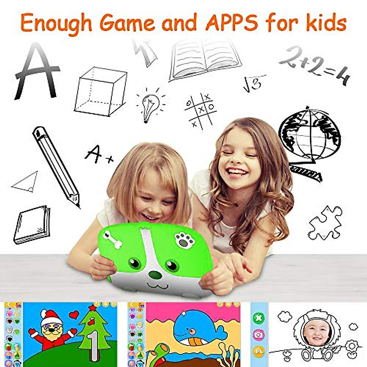 Padgene Kids Tablet 7 Inch,Android 9.0 Parental Control Kids Mode Pre-Installed WiFi Tablet Learning Games Camera IPS HD Display 1 GB+16GB with Kid-Proof Case (7 Inch, Green)