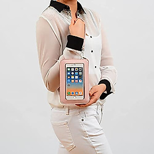 Mellow World Rosali 3D Floral Cell Phone Small Cross Body Shoulder Bag Vegan Patent Leather Women Purse Touch Screen Removable Strap, Mistyrose