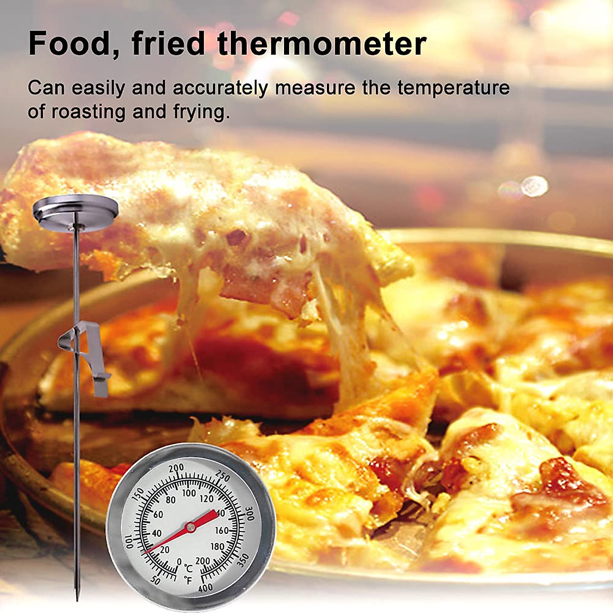 Oil Thermometer for Deep Frying Stainless Steel Frying Thermometer Fryer Fries Fried Chicken Wings Barbecue Thermometer Gauge