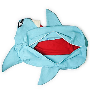 DreamsEden Shark Stuffed Animal Storage Bag Chair Dual-use Toy Organization Seat for Kids, Bag Only No Stuffing (Blue)