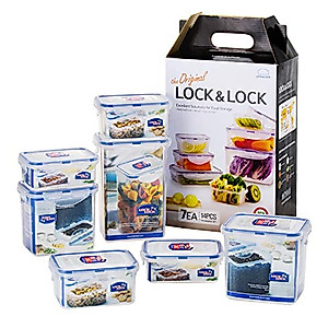 LocknLock Easy Essentials Food Storage lids/Airtight containers, BPA Free, 14 Piece - Tall Rectangle, Clear