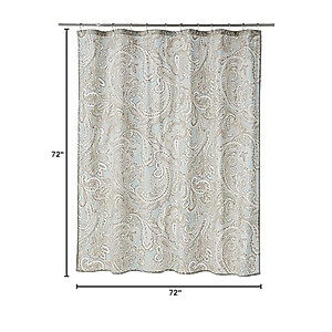 Madison Park Ronan Design Organic Cotton Fabric Long Shower Curtain, Paisley Classic Shower Curtains for Bathroom, 72 X 72, Blue