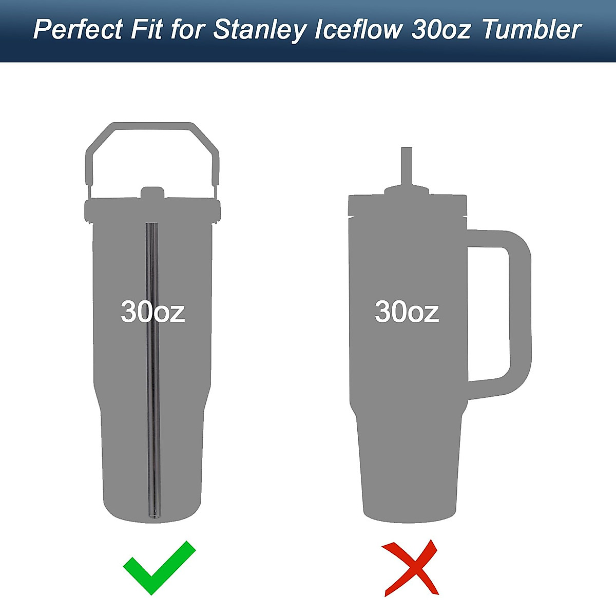 Plastic Straws for Stanley Iceflow 30oz Tumbler,6 Pack Replacement Clear Straws with 2 PCS Straw Cleaner Brush, Reusable Straw for Stanley 30 oz Iceflow Flip Cup (Clear, for Stanley Iceflow 30oz)