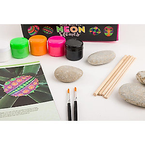 Paint Your Own Neon Stones-This Complete Starter Kit includes all you need to create Vibrant, Three-Dimensional Art to display in your Home or Garden
