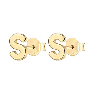 PAVOI 14K Yellow Gold Plated Sterling Silver Alphabet Letter Earrings | Initial Earrings | Letter S