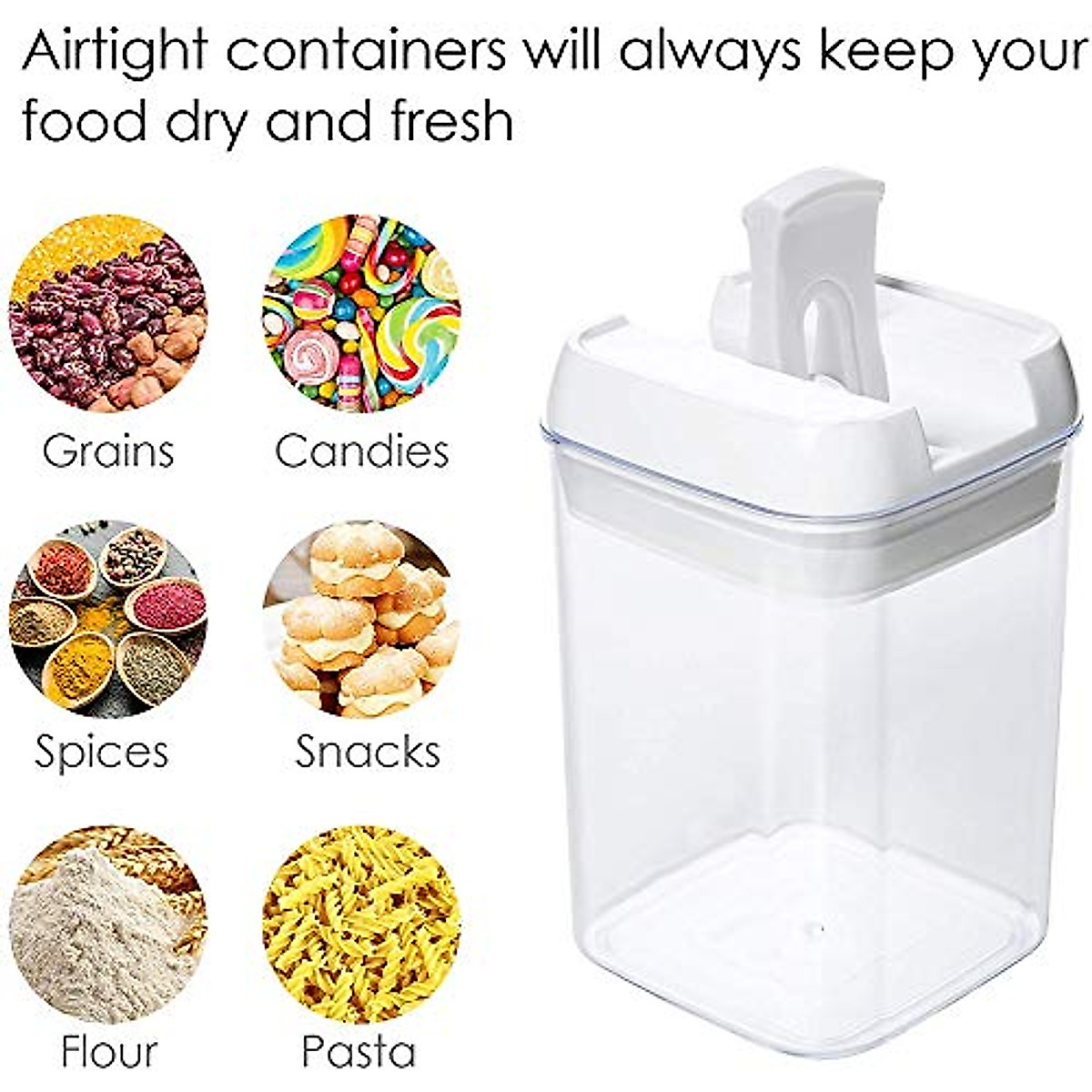 Food Storage Container Set,Pantry Organization and Storage, Kitchen Canisters with Lids, Leak-Proof Pantry Storage Containers for Flour, Sugar, Baking Supplies,7PCS Set