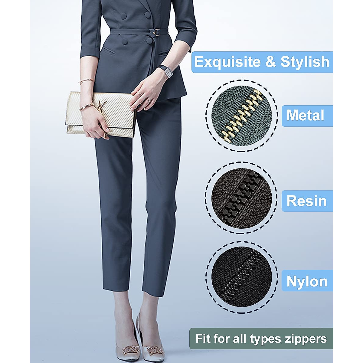 Zipper Repair Kit, Upgraded Zipper Replacement Slider Kit (99 PCS), Include Zipper Pull Replacement, Instant Zipper Plier, Easy Install, Zipper Fix Kit for Jacket Backpack Luggage (3 Sizes: #3, 5, 8)