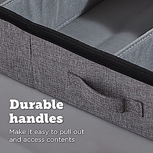 storageLAB Underbed Storage Containers, Under Bed Storage for Clothes, Blankets and Shoes, Woven Fabric with Plastic Panel Structure (2 Piece Sweater Storage - Grey)