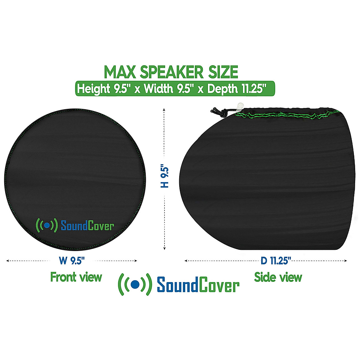 Two Small Black Marine Wakeboard Tower Pod Speaker Covers for Small Boat Speakers - Cover Dimensions H 7.5" x W 7.5" x D 7.5" - Fits Boss, Rockville, Kicker, Pyle & NOAM NUTV5