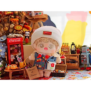 niannyyhouse 10cm Plush Doll Clothes Little Red Flower Set Elasticity Hat Hoodie Pants Vest Backpack Canvas Shoes Soft Stuffed Plush Toy Dress Up (10cm)