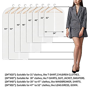 OUPAI Garment Bag for Hanging clothes, 40 inch Clear Full Zipper Suit Bags Breathable Dust Garment Cover for Closet and Cloth Storage Dustproof Closet Storage and Travel- 24'' x 40'' /10 Pack