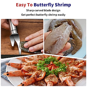ADORAMBLING 3PC Shrimp Deveiner Tool Stainless Steel Shrimp Deveining Tool Efficient Shrimp Peeler and Deveiner Tool Portable Shrimp Cleaner Shrimp Knife for Easy Shrimp Deveining Shrimp Cleaning Tool