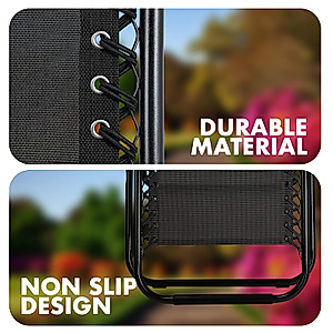 KEPLIN Zero Gravity Chairs Set of 2 with Canopy - Made of Textoline I Heavy Duty Lounger for Garden I Patio Sun Loungers I Folding Reclining Chairs (Black)