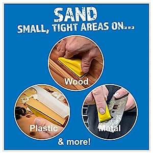 Sanding Mouse Mini Detail Sander with 50 Pre-Cut Gold Sanding Strips • 10 each of The Following Grits are Included: 80, 120, 150, 220 and 400