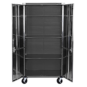 Seville Classics UltraHD Solid Steel Rolling Lockable Metal Storage Cabinet Locker Organizer w/Adjustable Shelves for Garage, Warehouse, Office, Classroom, 36" W x 18" D x 72" H, Graphite