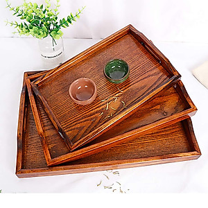 OLDMANSHOP Bamboo Wood Serving Tray with Holders, Multipurpose Portable Breakfast Tray Laptop Bed Tray for Eating, Reading, Working
