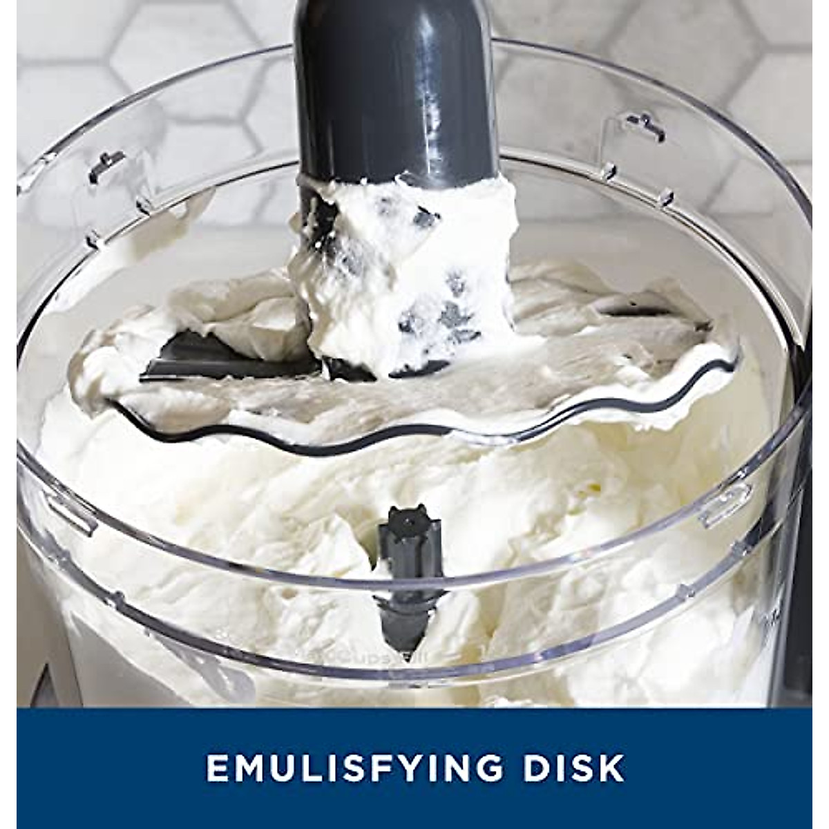 GE Food Processor | 12 Cup | Complete With 3 Feeding Tubes & Stainless Steel Accessories - 3 Discs + Dough Blade | 3 Speed | Great for Shredded Cheese, Chicken & More | Kitchen Essentials | 550 Watts