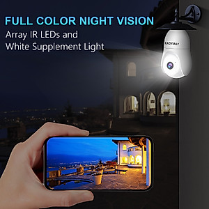 Kadymay 2K Light Bulb Security Camera, 2.4G WiFi 360° Screw in E27 Light Socket Camera Lightbulb Outdoor/Indoor, Smart 2-Way Audio Light Bulb Camera with Motion Detection and Auto Tracking