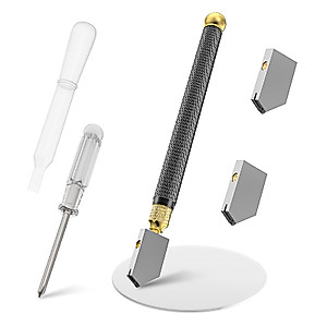 Glieskir Glass Cutter, Upgrade Glass Cutter Tool, Pencil Style Oil Feed Carbide Tip for Glass Cutting/Tiles/Mirror/Mosaic, 2mm-20mm