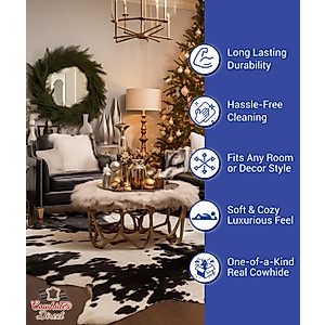 Cowhides Direct Genuine Cowhide Rug - Black & White Rug for Living Room, Bedroom & More - Authentic Cow Rug (6’x7’ Black & White)