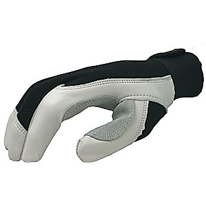 IRONCAT 86550 Heavy-Duty Goatskin Palm Gloves – [1 Pair] Large, Reinforced Palm and Thumb, Spandex Back, Hook and Loop Elastic Wrist,White