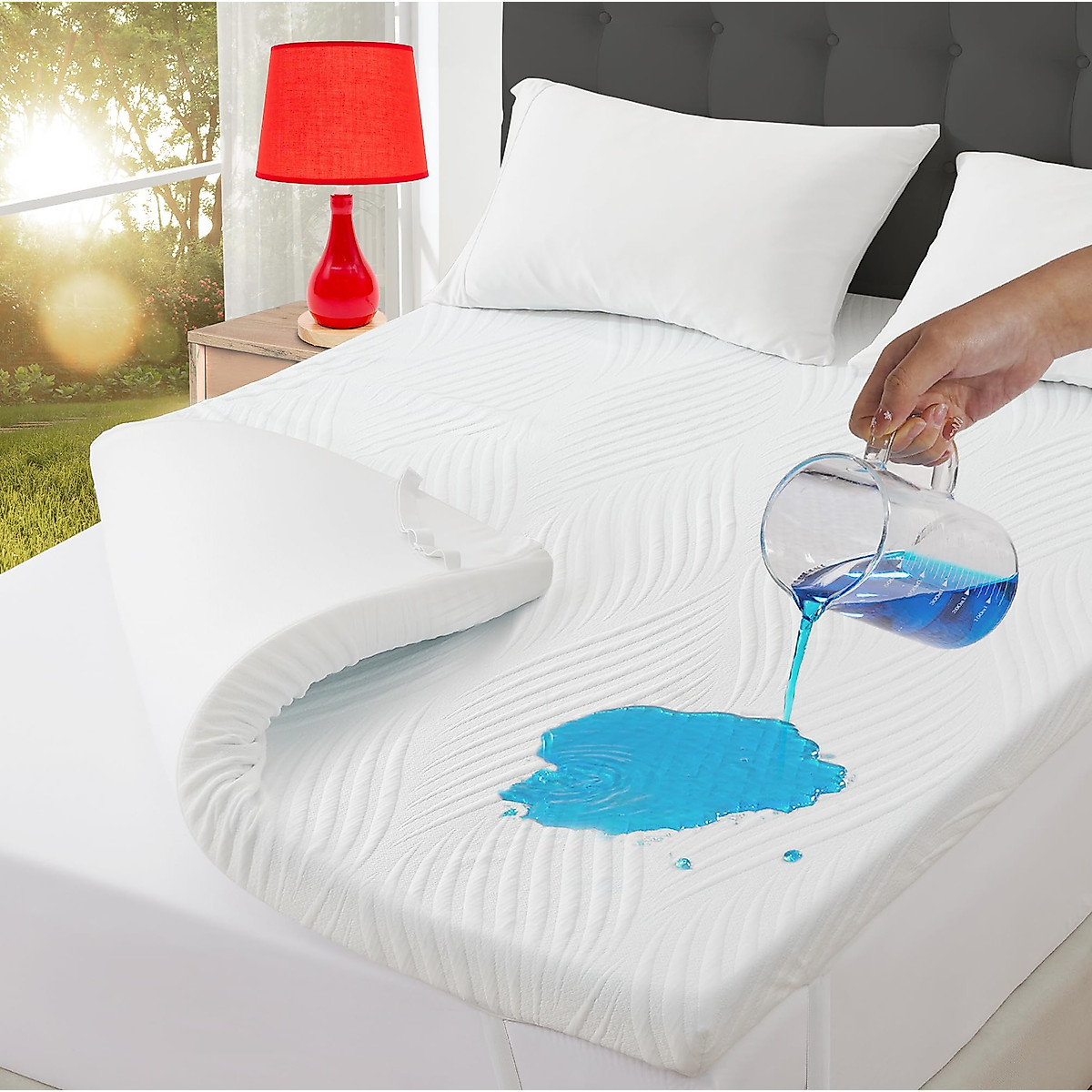 3 Inch Gel Memory Foam Mattress Topper Queen Size,Waterproof Mattress Pad Cover for Pressure Relief, Bed Protector Topper with Removable ，Soft & Sleep Peacefully