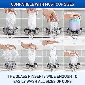 WOJIUBUXIN Glass Rinser for Kitchen Sink Brushed Nickel Cup Cleaner for Bar Sink Baby Bottle Washer Stainless Steel Kitchen Sink Accessories