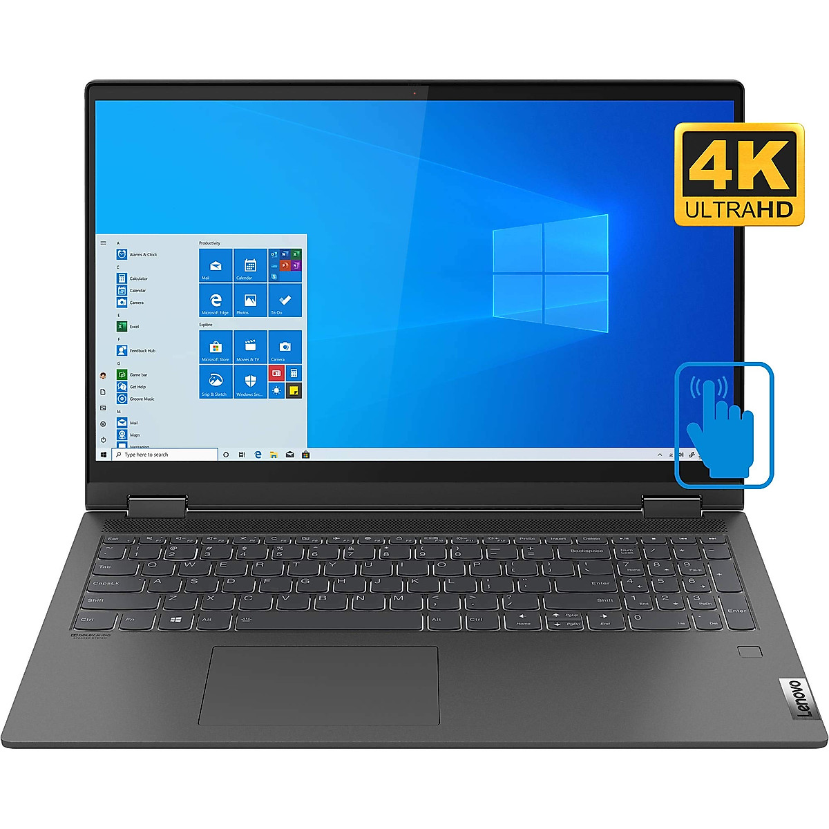 Lenovo Ideapad Flex 5 15.6" 500nits 4K UHD Touchscreen 2-in-1 Business Laptop, i7-1065G7, NVIDIA MX330, Win 10 Pro, Fingerprint, Type-C, Wi-Fi 6, WOOV 32GB MSD Card (16GB RAM | 512GB PCIe SSD)