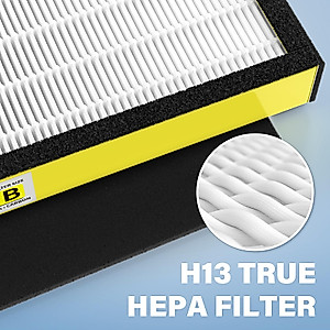 5 Pack FLT4825 True HEPA Filter B Replacement & 1 Replacement Bulb Compatible with AC4825 AC4300 AC4800 AC4900 AC4850, Part No# FLT4825, LB4000