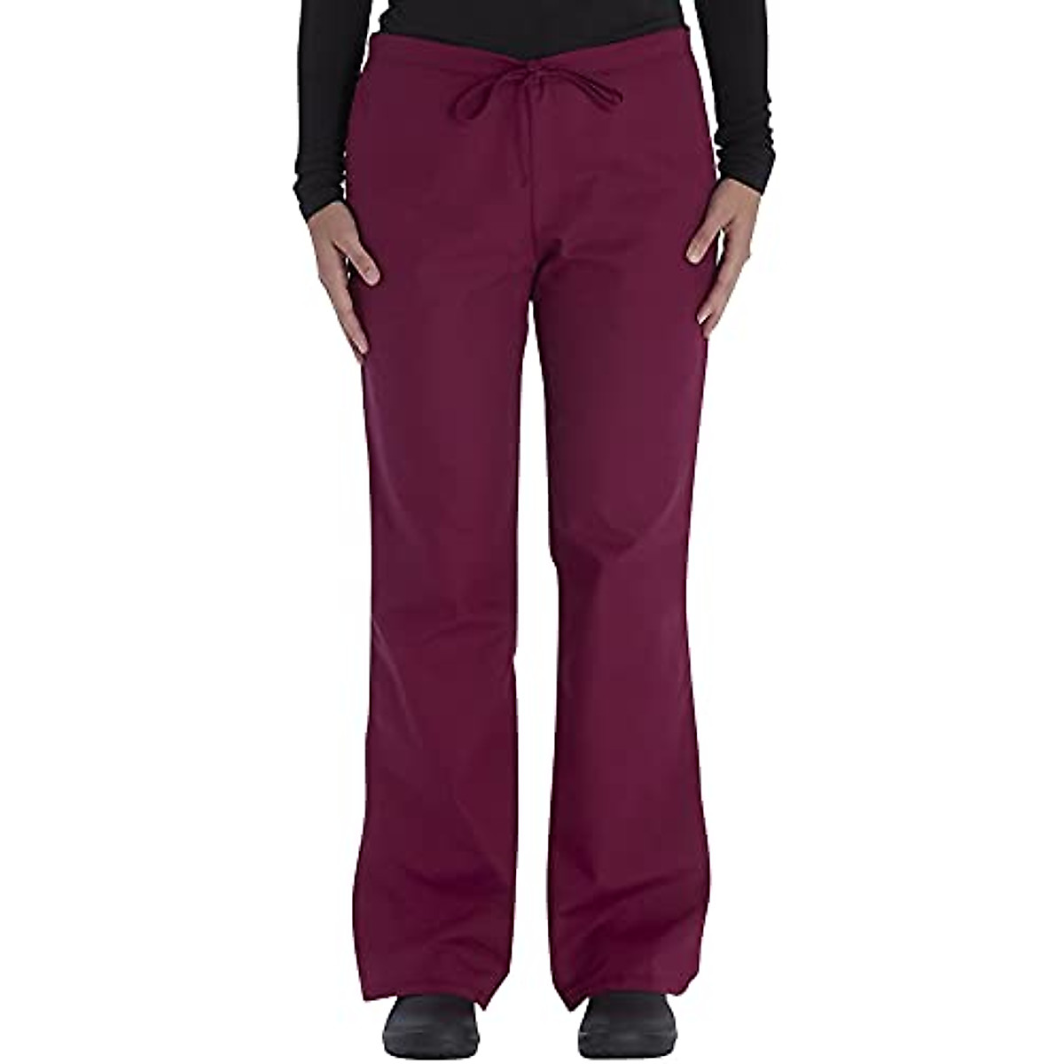 Vital Threads Womens Scrubs Set V-Neck Top & Drawstring Pant, VT513C, S, Wine