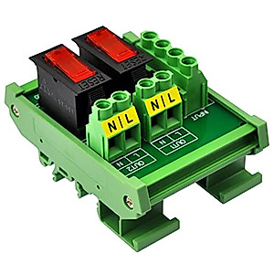Rocker Switch Thermal Circuit Breaker Overload Protector 2 Channel Power Distribution Module DIN Rail Mount