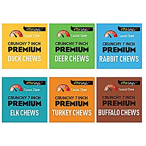 ETTA SAYS! Premium Crunchy Dog Chews Variety Pack of 12 – Made from USA Sourced Rawhide, Grain-Free, Easy to Digest, Low Odor, Won’t Stain Carpet