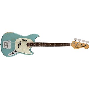 Fender JMJ Road Worn Mustang Bass, Faded Daphne Blue, Rosewood Fingerboard