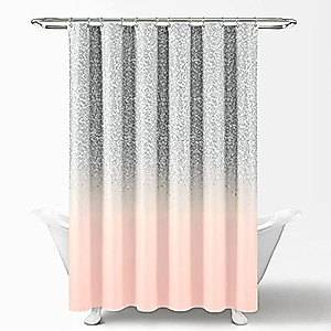 Lush Decor Glitter Ombre Metallic Print Shower Curtain, 72" x 72", Blush & Gray