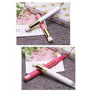 Penta Angel Lash Shampoo Brushes 2Pcs White Pink Eyelash Extension Nose Pore Blackhead Facial Deep Cleaning Washing Brush Tools for Women Girls