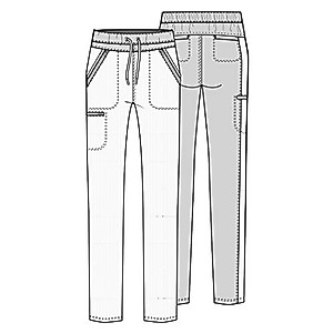 Cherokee Statement Women Scrubs Pant Mid Rise Tapered Leg Drawstring CK055, S, Black