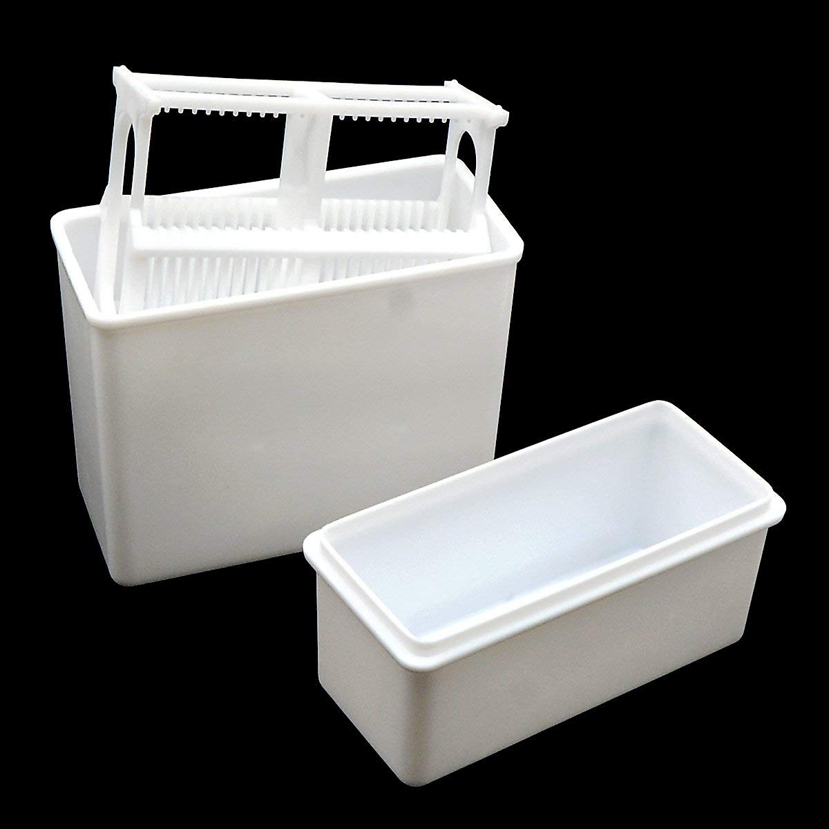 YXQ 24 Slots Microscope Slides Staining Jar Frame Rack 2-Set White Plastic Covered