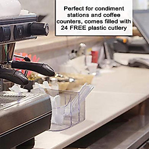 Tiger Chef 5 Compartment Clear Utensil Caddy. Organizer for Silverware Napkins Cups Tabletop Condiment for Dining Table Party Buffet Entertaining Picnics BBQ