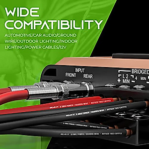 GearIT 8 Gauge Wire Oxygen Free Copper OFC (50ft Each- Black/Red Translucent) 8 AWG - Primary Automotive Wire Power/Ground, Battery Cable, Car Audio Speaker, RV Trailer, Amp, Electrical 8ga - 50 Feet