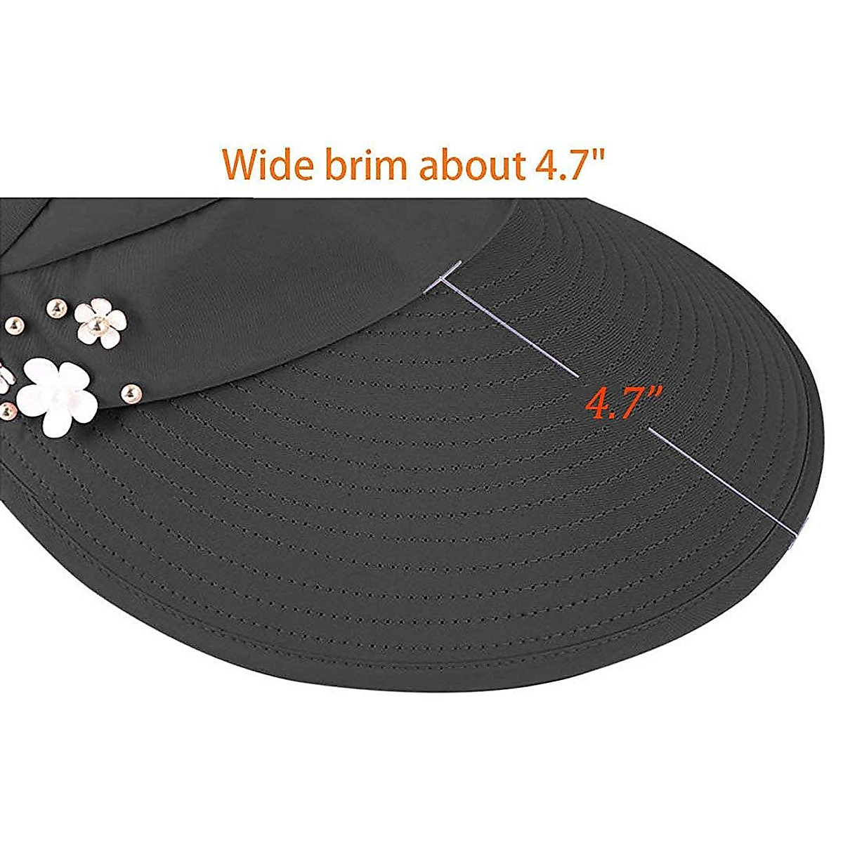 HINDAWI Sun Hats for Women Wide Brim Sun Hat UV Protection Caps Floppy Beach Packable Visor (Grey)